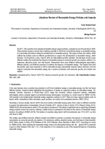 Literature Review of Renewable Energy Policies and Impacts - Buckingham E-Archive of Research